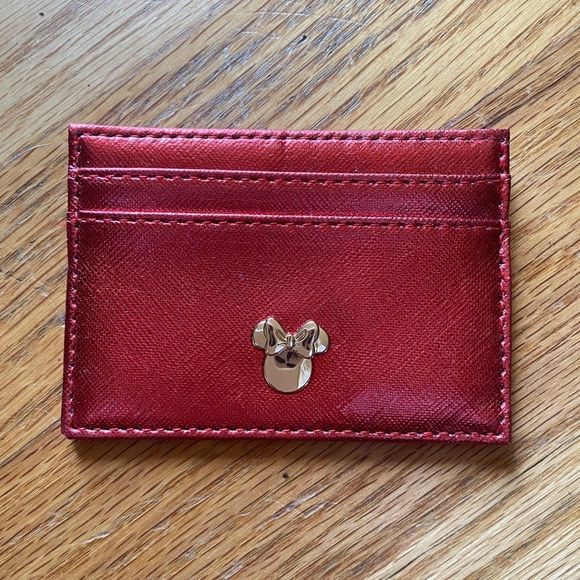 Disney | Bags | Nwot Disneyminnie Mouse Faux Leather Metallic Red Card ...